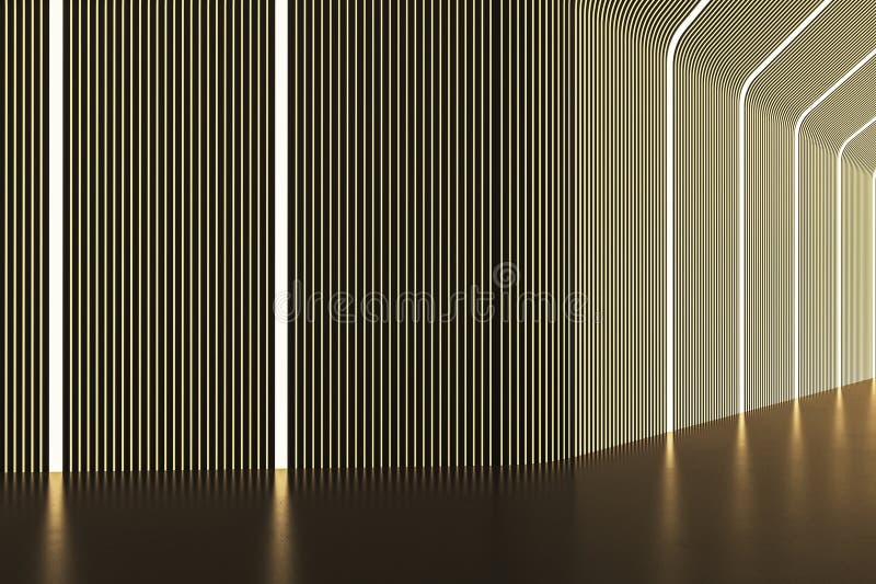 Clean Futuristic Brown Corridor with Reflections. Designs Concept Stock ...