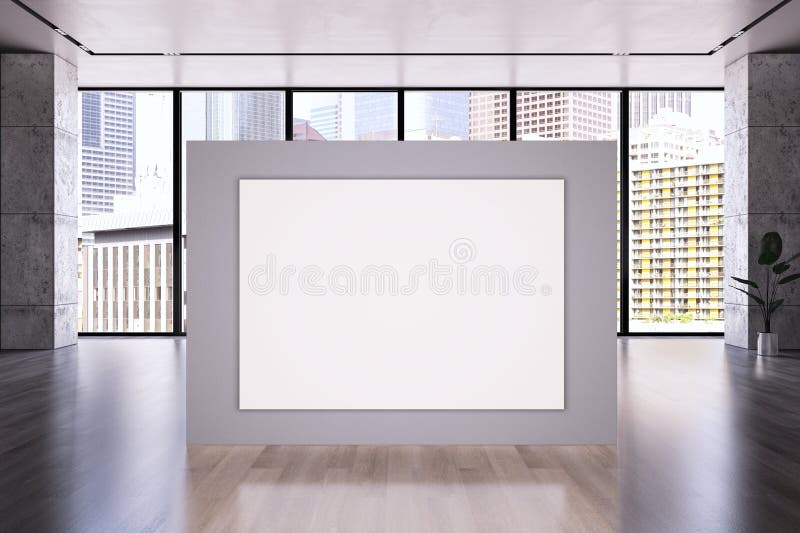 Clean Gallery Interior with Blank Poster Display in Modern Room. 3D ...