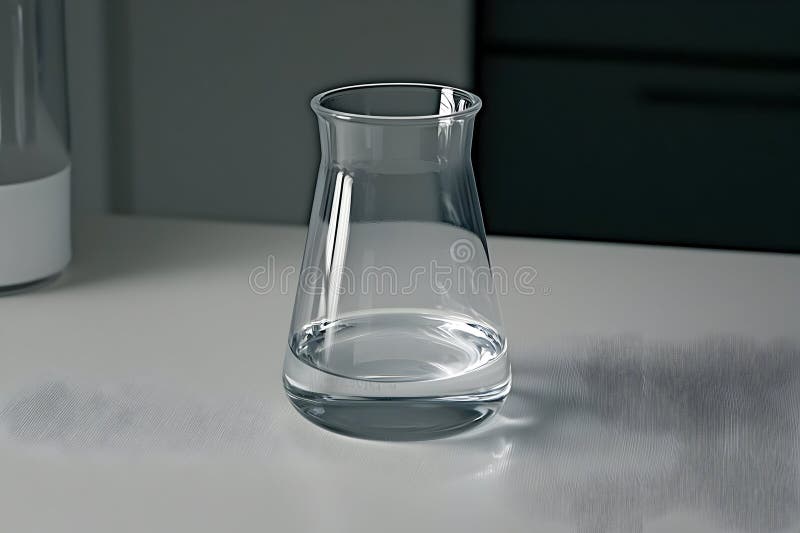 Clean Glass Erlenmeyer Flask with Liquid on Table Stock Illustration - Illustration of clean ...