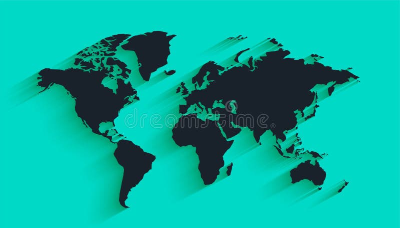Clean Global Map Silhouette on Flat Background Vector Illustration ...