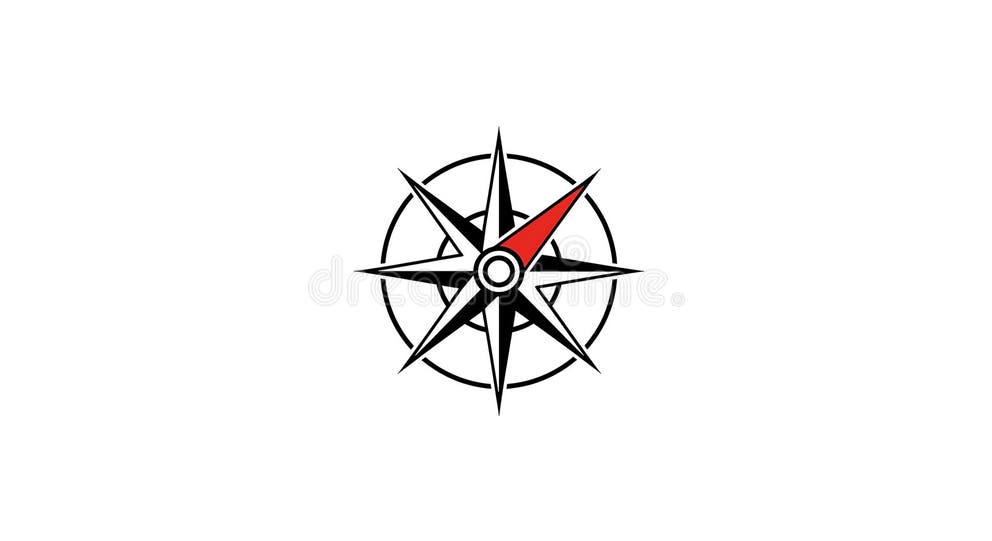 Stylized Compass Pointing North, Isolated on White Background Stock ...