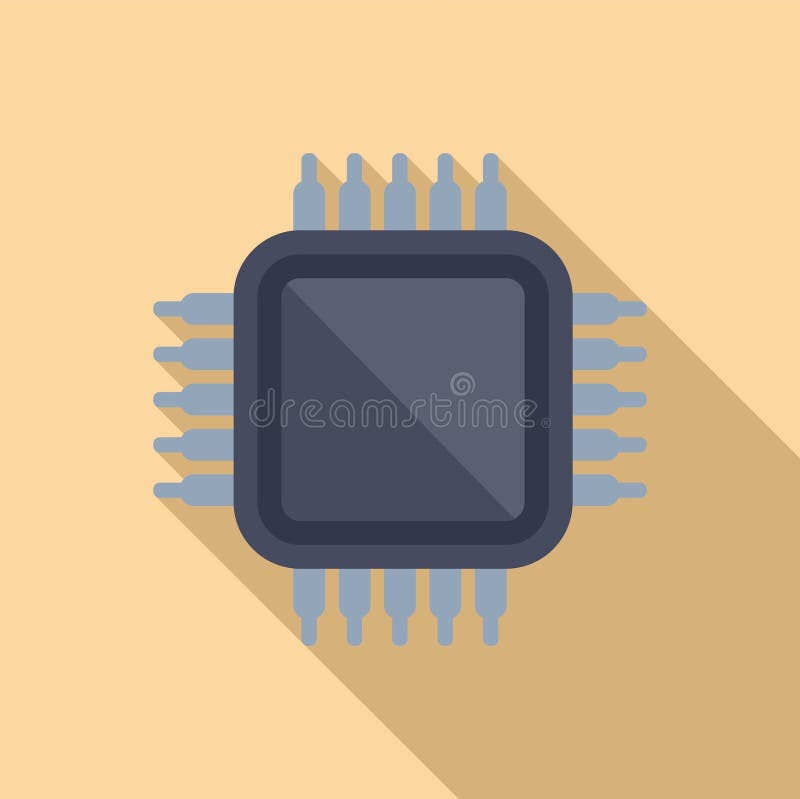 Flat Design Vector Illustration of a Microchip Stock Illustration ...