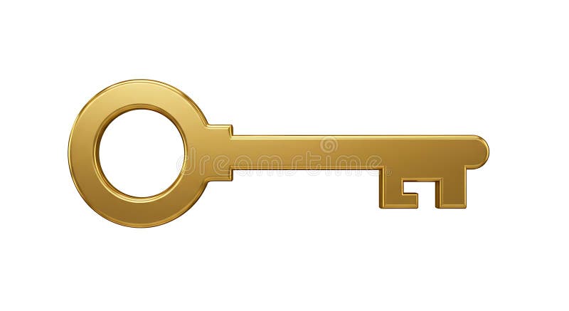 Stylized Gold Key Symbolizing Potential and Opportunities, Isolated on ...