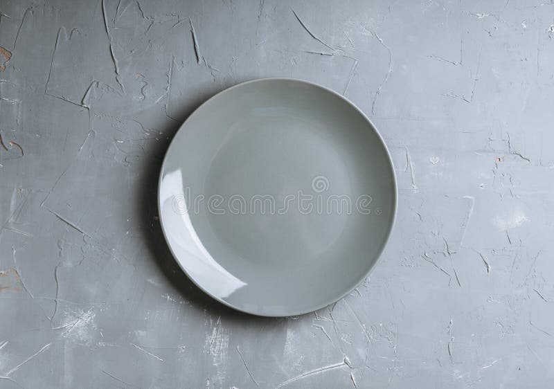 Clean Gray Plate on the Rustic Background Stock Image - Image of ...