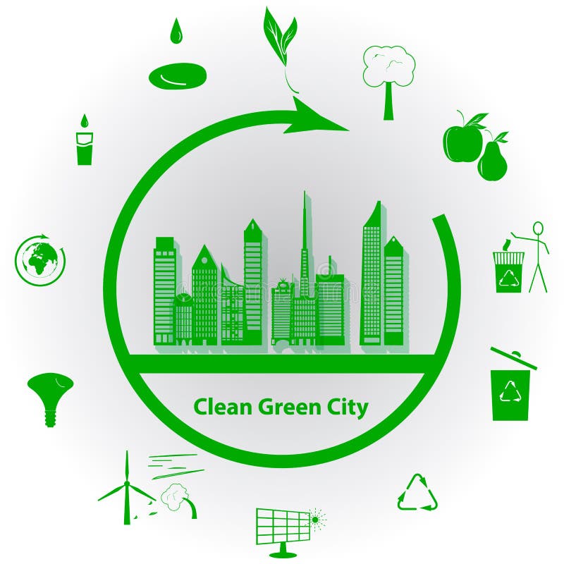 Clean Green City stock illustration. Illustration of design - 73462434