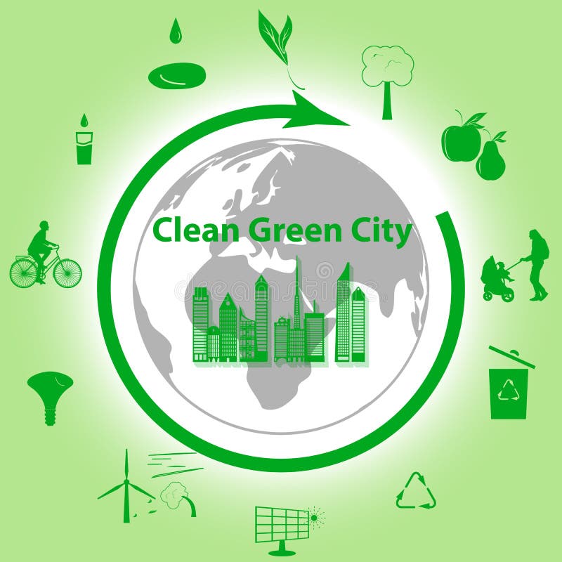 Clean Green City stock illustration. Illustration of design - 73462400