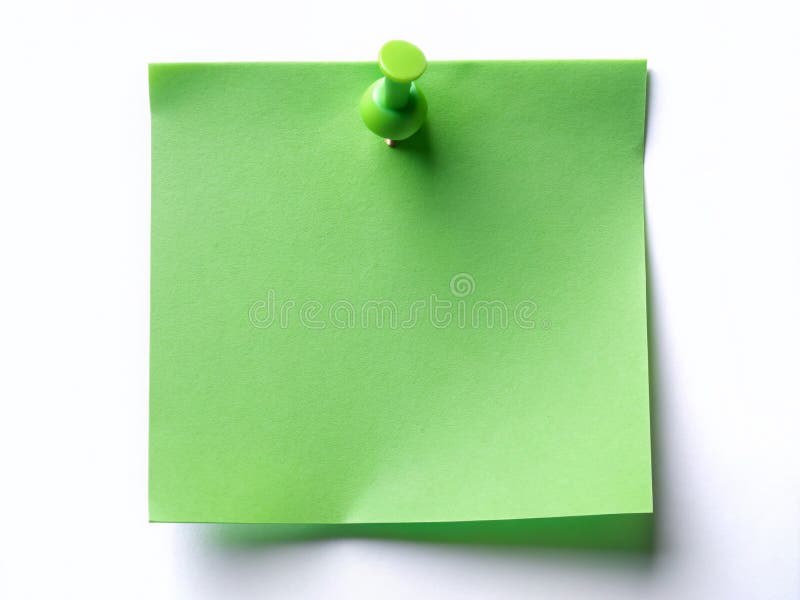 Clean Green Note Paper with Push Pin a Minimalist Design Element for ...