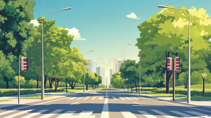 Clean, Green Urban Street with Minimal Pollution. Stock Image - Image ...