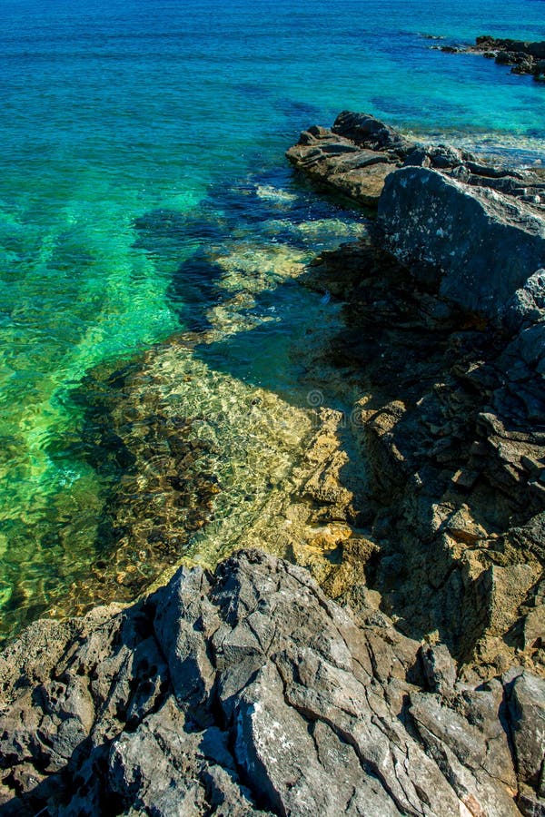 Clean Green Water at the Coast of Croatia Stock Image - Image of deep ...