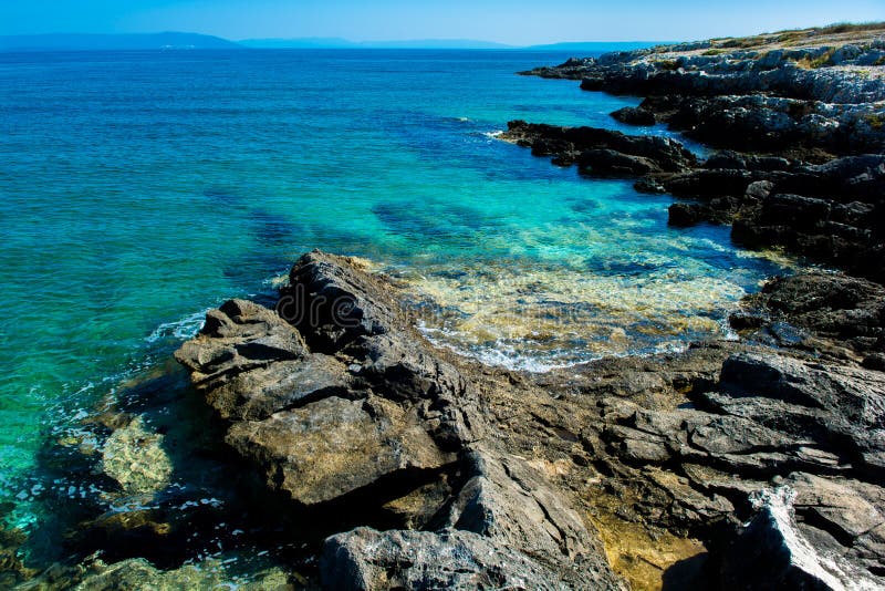 Clean Green Water at the Coast of Croatia Stock Image - Image of tide ...