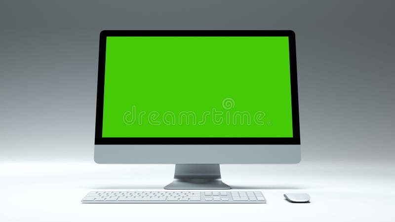 Desktop PC Mockup with Blank Green Screen, Front View Stock Video ...