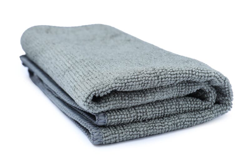 Clean Grey Microfiber Cloth Isolated on White Stock Image - Image of ...