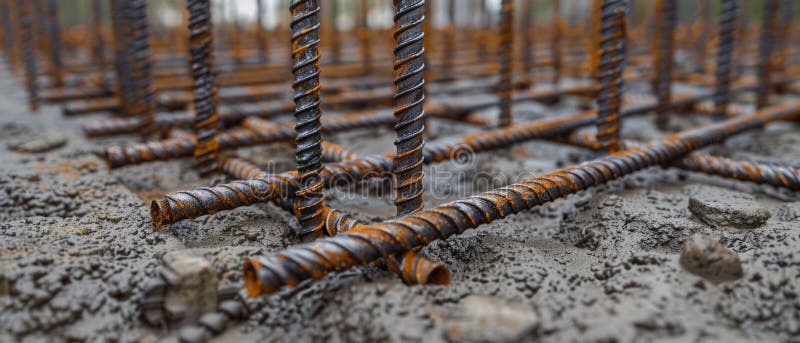 Clean Grid Pattern of Rebar Steel for Concrete Foundation and ...