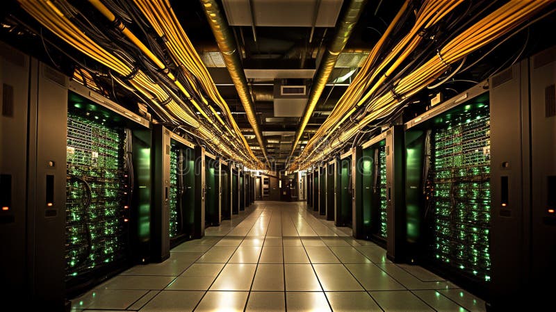 Hall of a Data Center, Generative AI, AI Generated Stock Illustration ...