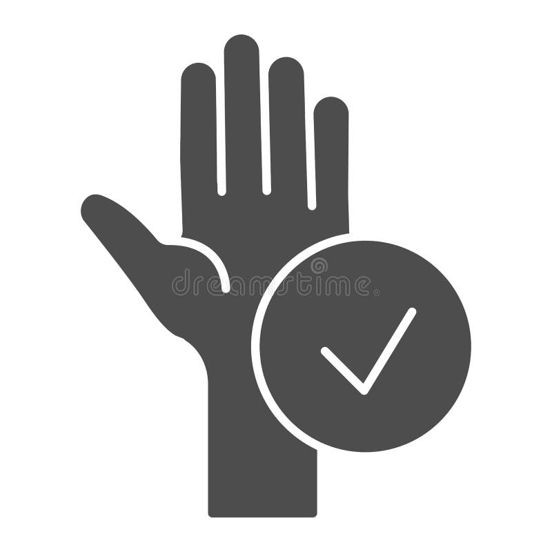 Clean Hand and Button Checked Solid Icon, Hygiene Routine Concept ...