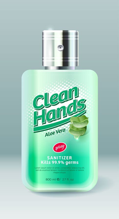 Clean and Go. Hands Antiseptic Logo and Label with Aloe Vera Stock ...