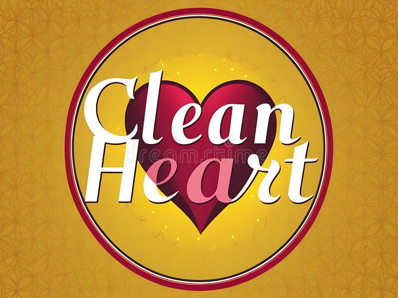 Clean Heart Design with Golden Yellow Background Stock Illustration ...