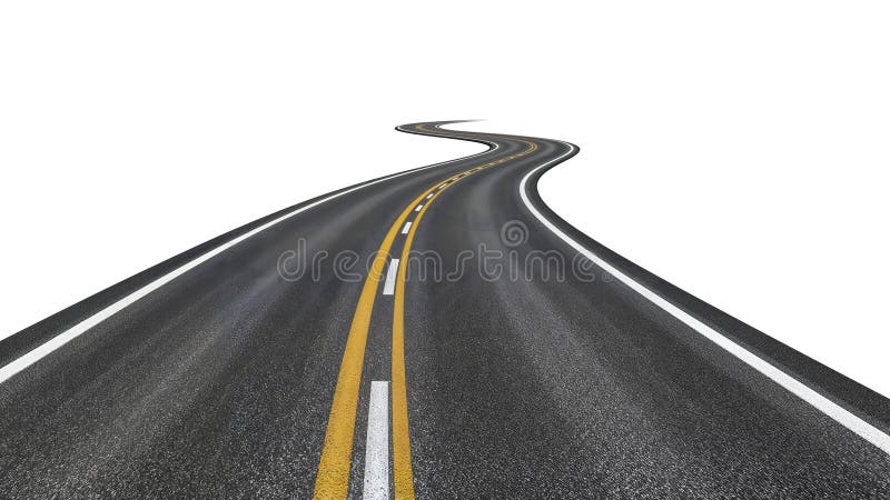 Curving Asphalt Road on White Background – Minimalist Concept of ...