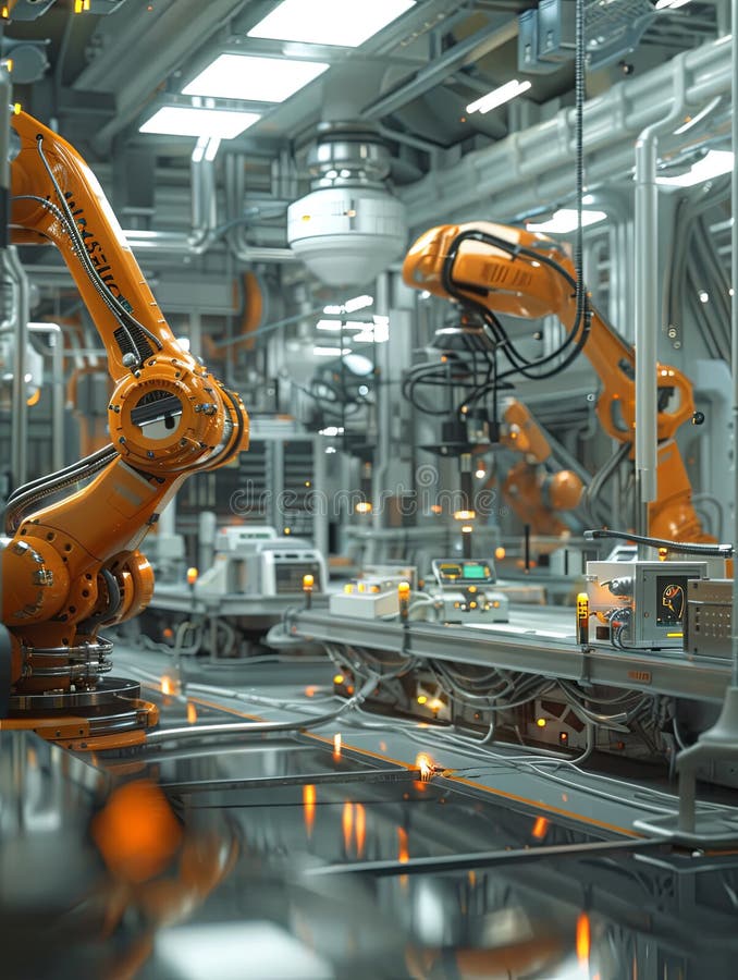 A Clean, High-tech Manufacturing Facility Featuring Robotic Arms and ... A Clean, High-tech Manufacturing Facility Featuring Robotic Arms and ...