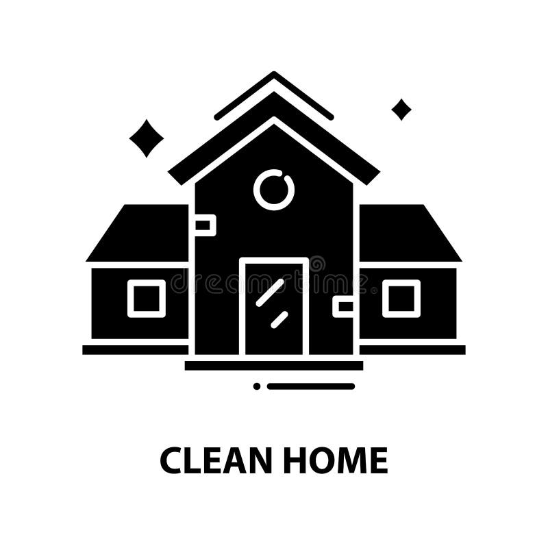 Clean Home Symbol Icon, Black Vector Sign with Editable Strokes ...