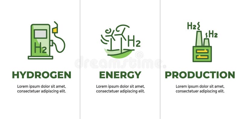 Clean Hydrogen Production As Green Energy Icon Set Stock Vector ...