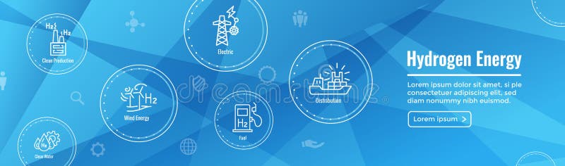 Clean Hydrogen Production with Green Energy Icon Set and Web Header ...