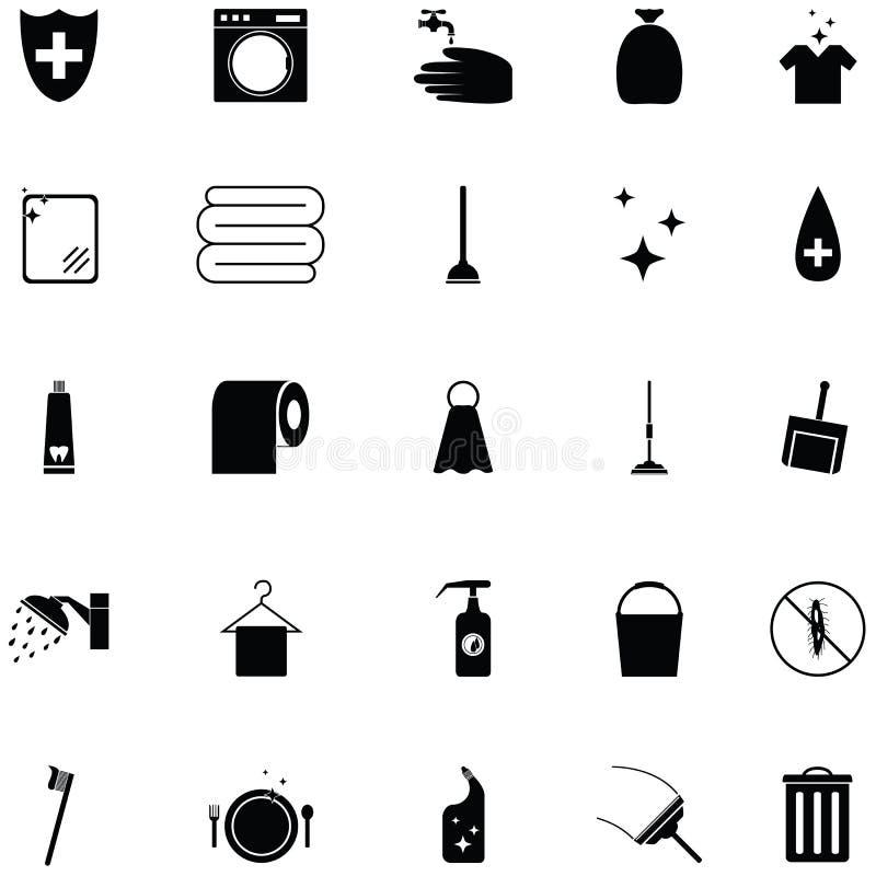 Clean icon set stock vector. Illustration of washing - 120562485
