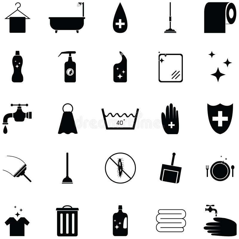 Clean icon set stock vector. Illustration of icon, clean - 120562504