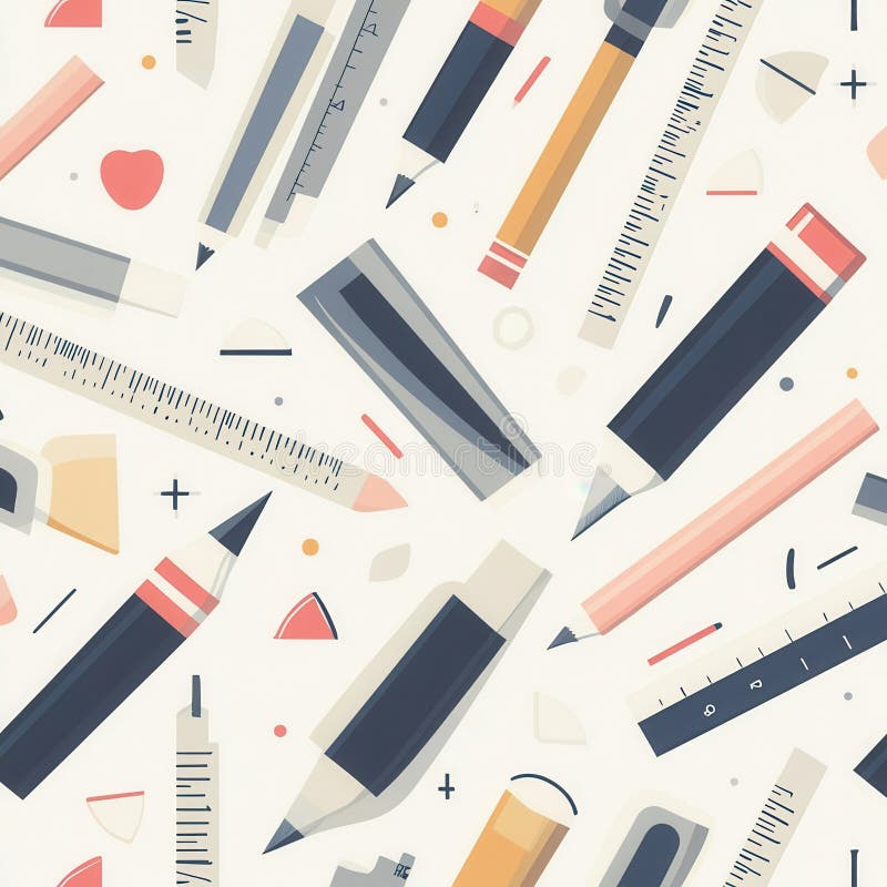 Seamless Pattern of Design Tools Featuring Pencils, Rulers, and Color ...