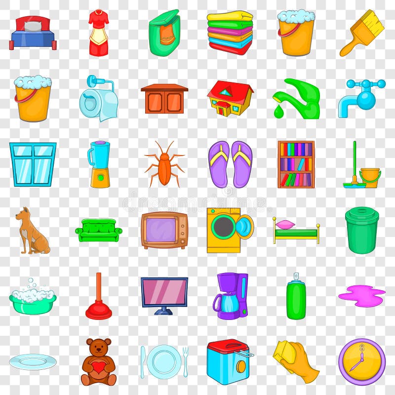 Clean Up Icons Set, Simple Style Stock Vector - Illustration of black ...