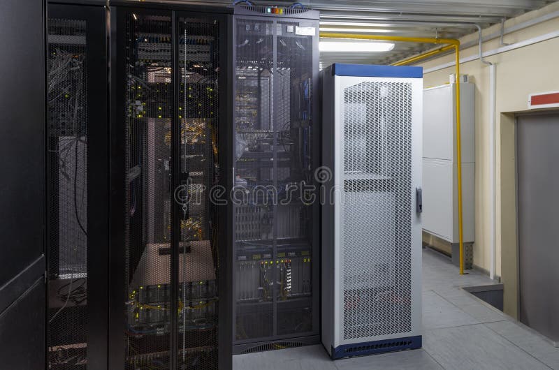 Clean Industrial Interior Rack Server Hardware in Data Center Stock ...
