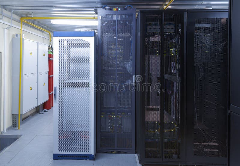 Clean Industrial Interior Rack Server Hardware Room in Data Center ...