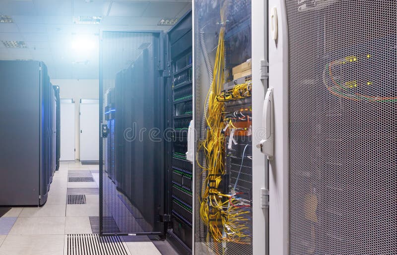 Clean Industrial Interior Rack Server Hardware Room in Data Center ...