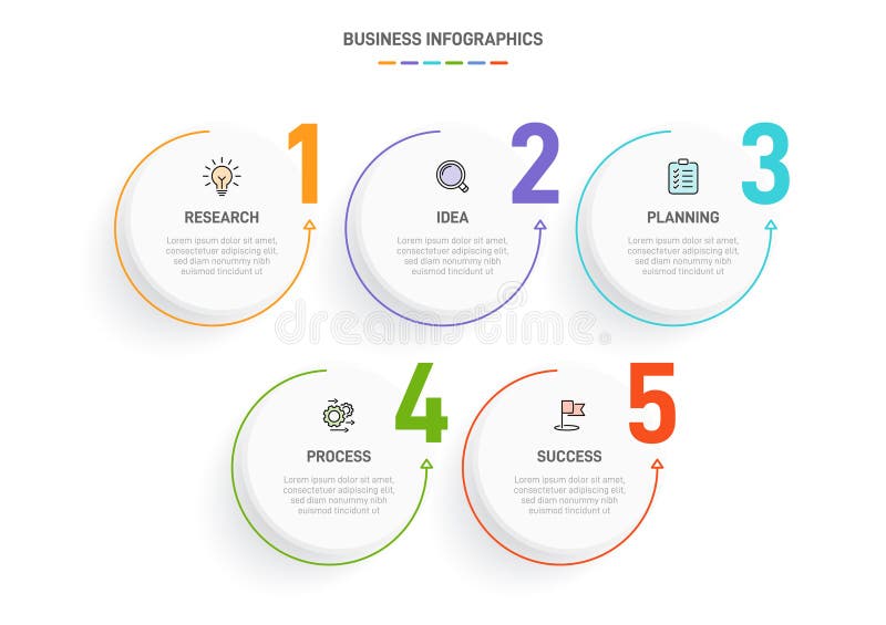 5 Clean Infographic Design Shaped Elements Template, Symbolizing the ...