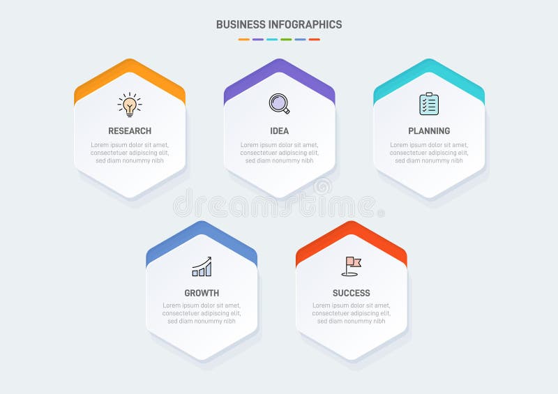 5 Clean Infographic Design Shaped Elements Template, Symbolizing the ...