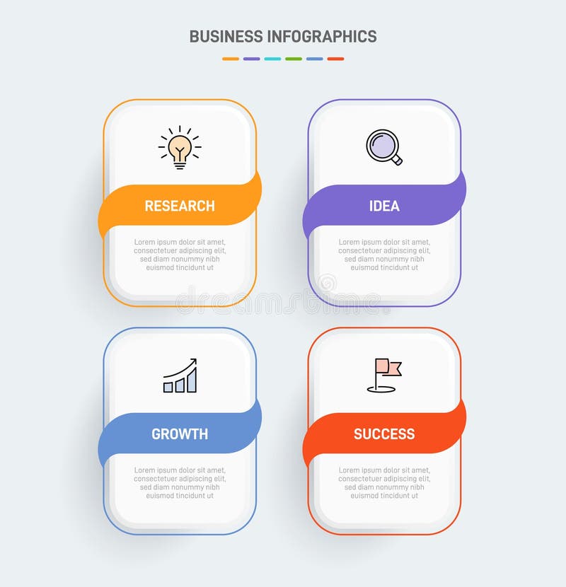 4 Clean Infographic Design Shaped Elements Template, Symbolizing the ...