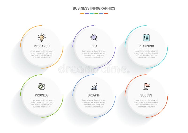 6 Clean Infographic Design Shaped Elements Template, Symbolizing the ...