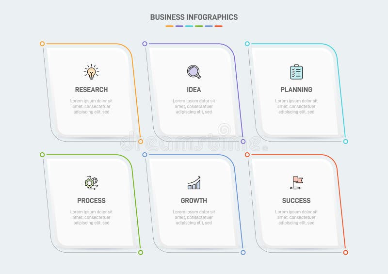 6 Clean Infographic Design Shaped Elements Template, Symbolizing the ...