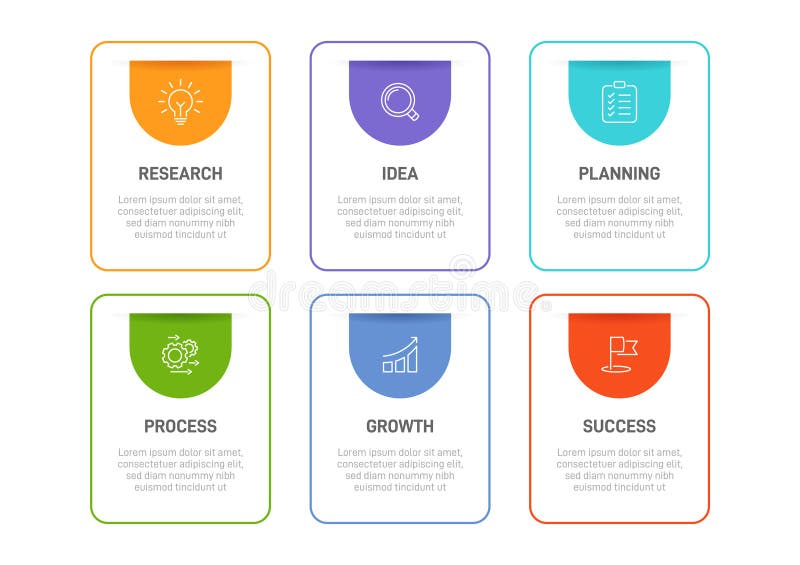 6 Clean Infographic Design Shaped Elements Template, Symbolizing the ...