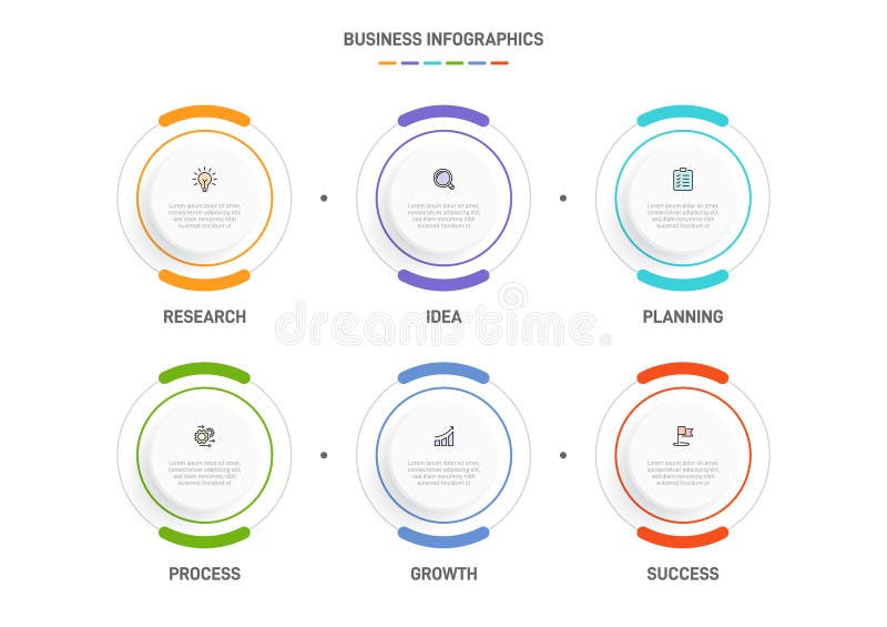 6 Clean Infographic Design Shaped Elements Template, Symbolizing the ...