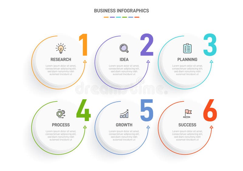 6 Clean Infographic Design Shaped Elements Template, Symbolizing the ...