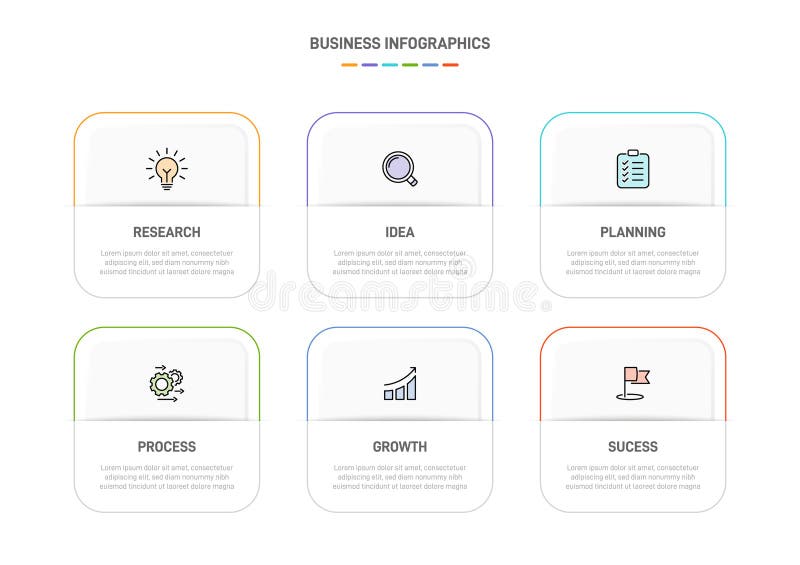 6 Clean Infographic Design Shaped Elements Template, Symbolizing the ...