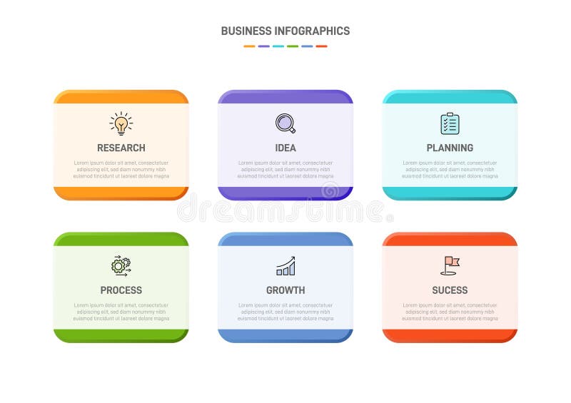 6 Clean Infographic Design Shaped Elements Template, Symbolizing the ...