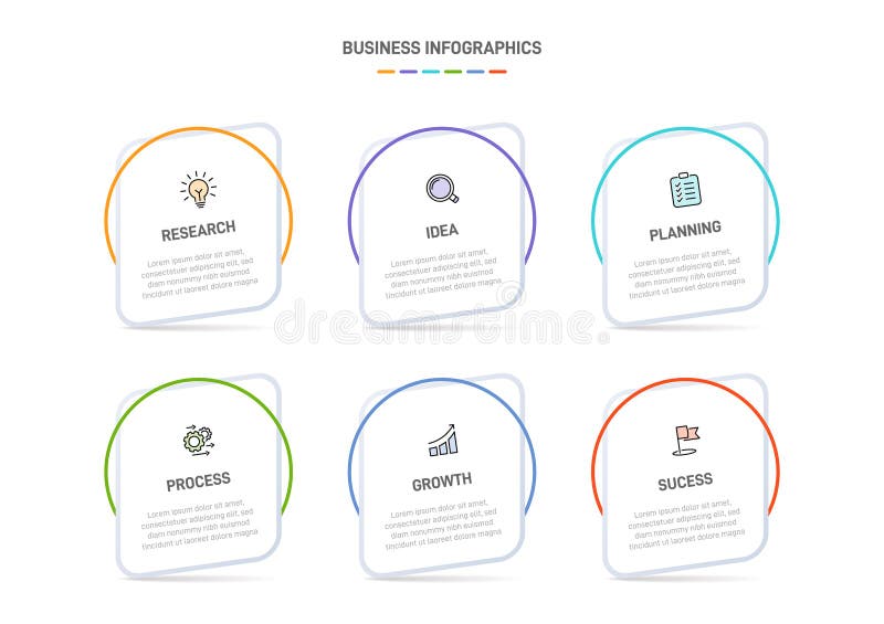 6 Clean Infographic Design Shaped Elements Template, Symbolizing the ...