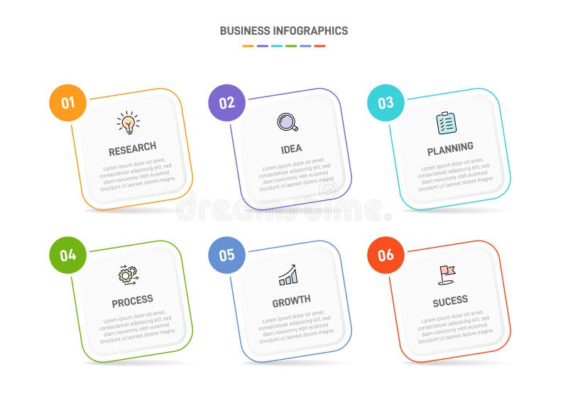 6 Clean Infographic Design Shaped Elements Template, Symbolizing the ...