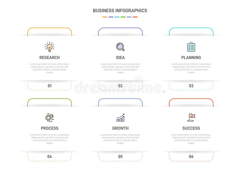 6 Clean Infographic Design Shaped Elements Template, Symbolizing the ...