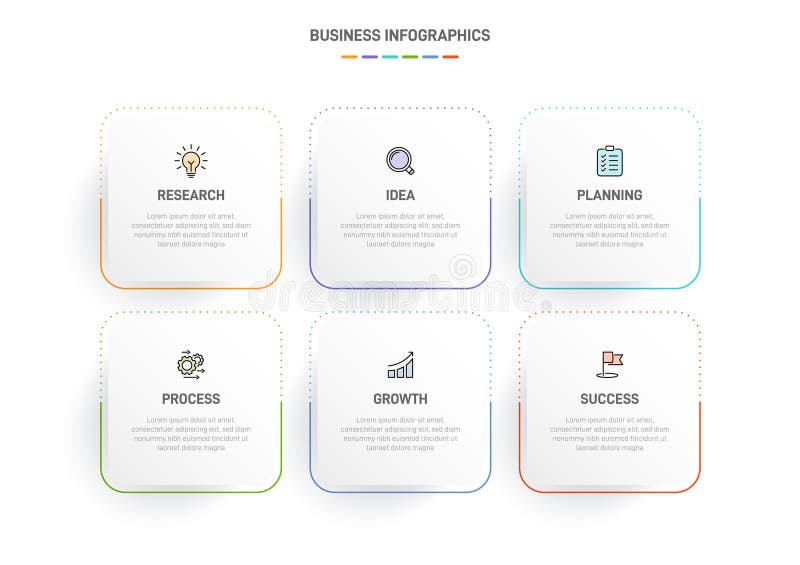 6 Clean Infographic Design Shaped Elements Template, Symbolizing the ...