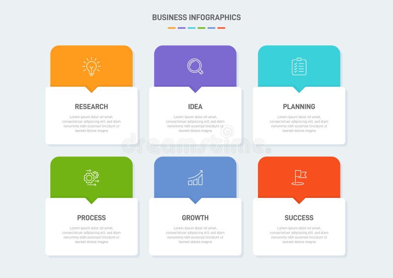6 Clean Infographic Design Shaped Elements Template, Symbolizing the ...