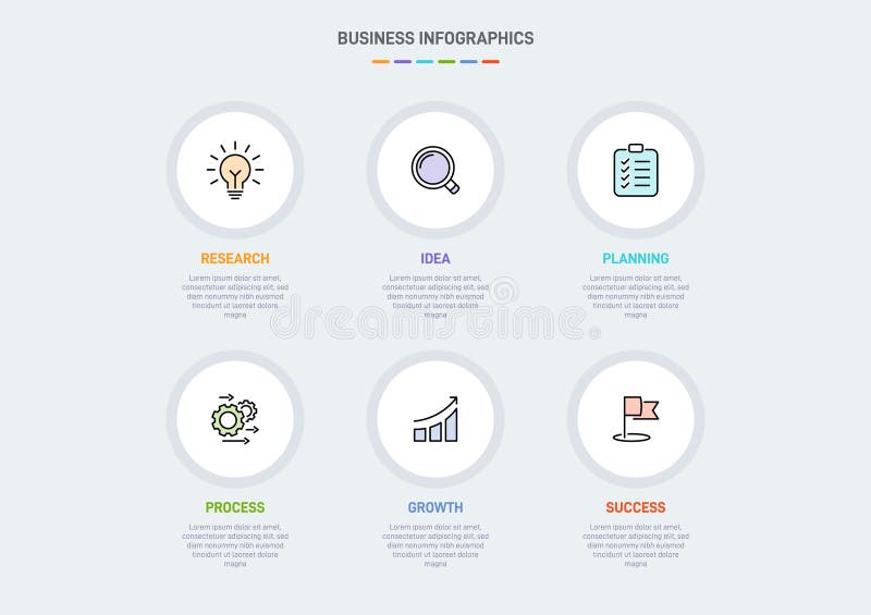 6 Clean Infographic Design Shaped Elements Template, Symbolizing the ...