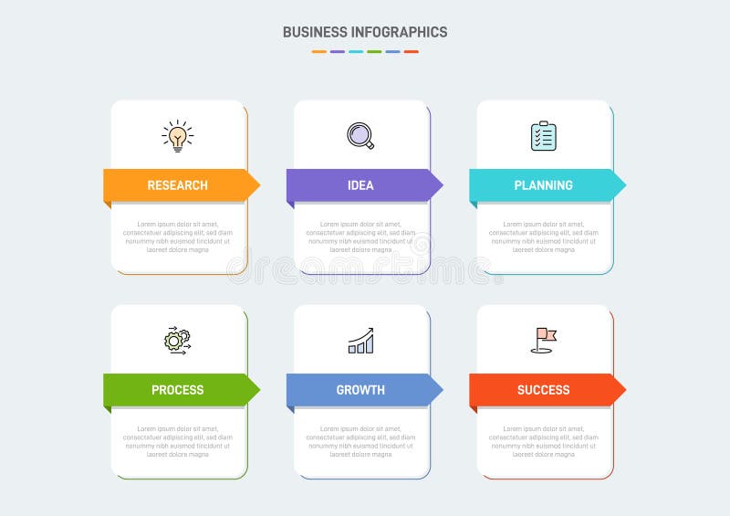 6 Clean Infographic Design Shaped Elements Template, Symbolizing the ...